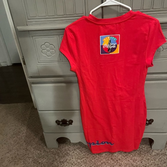 Champion | Dresses | Champion Red Tshirt Dress With Colorful Logo ...